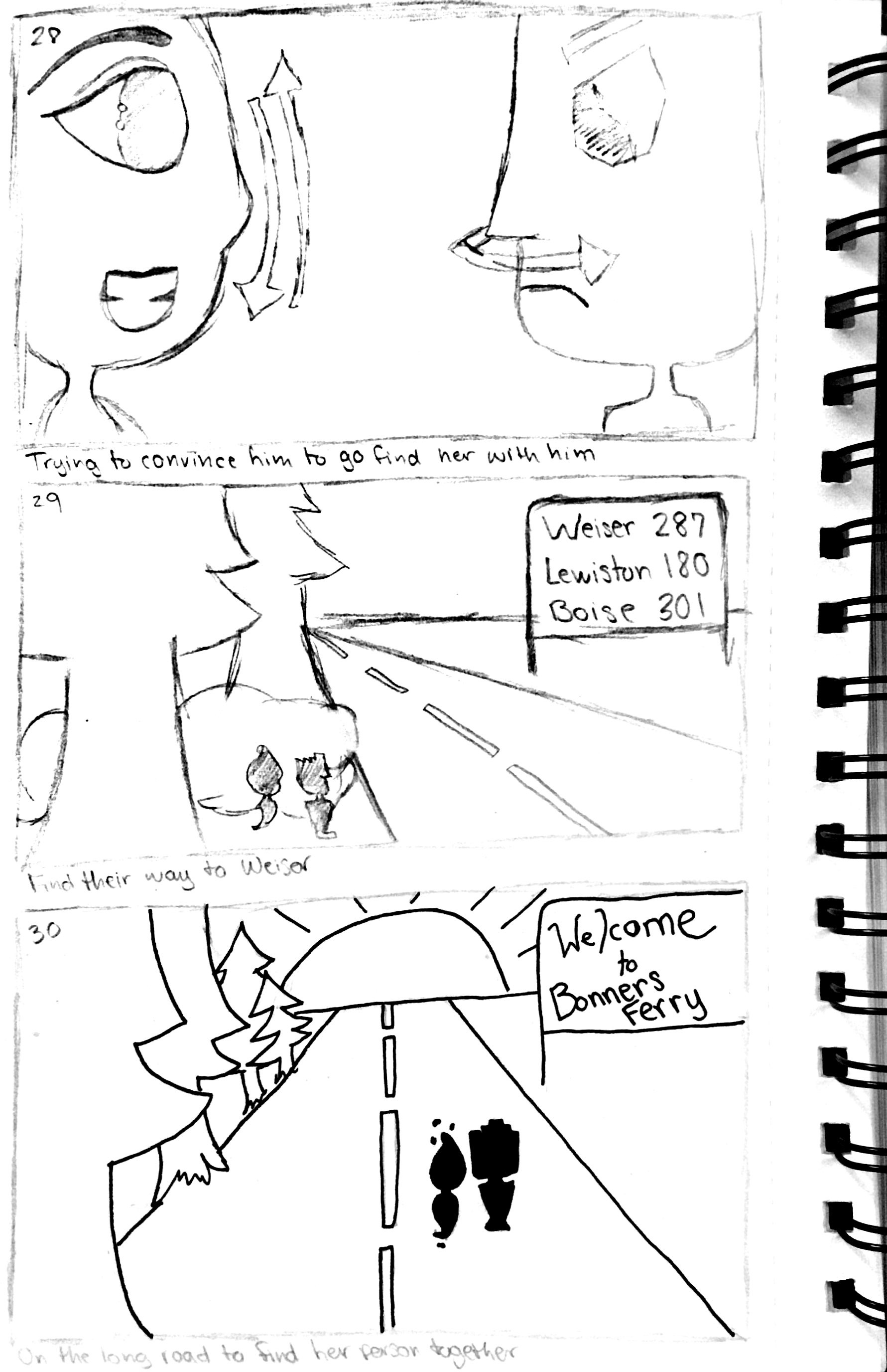 Sara Trees - Droplet Storyline Rough Draft Sketches