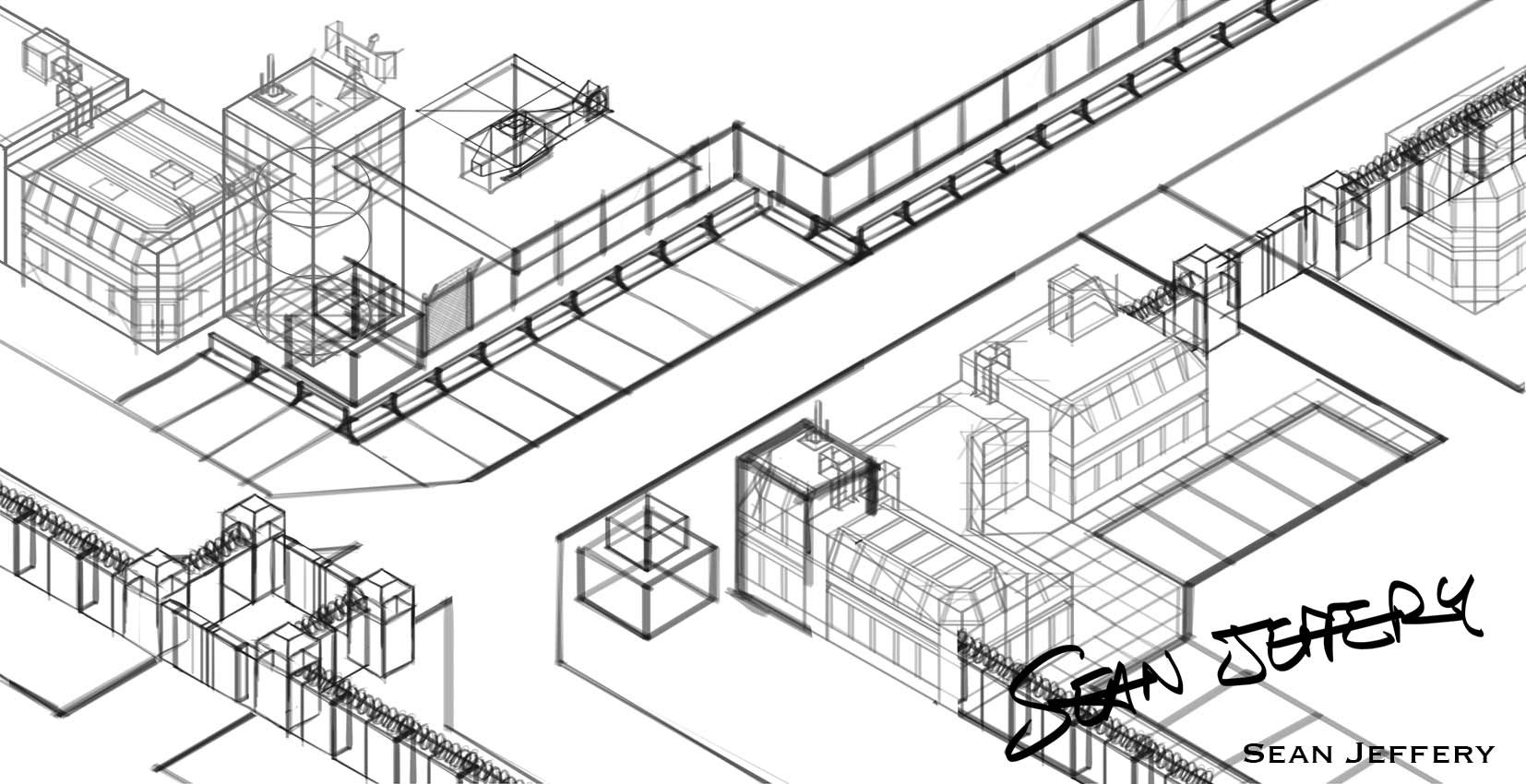 Sean Jeffery - Isometric Layout: Sci-fi Military Base
