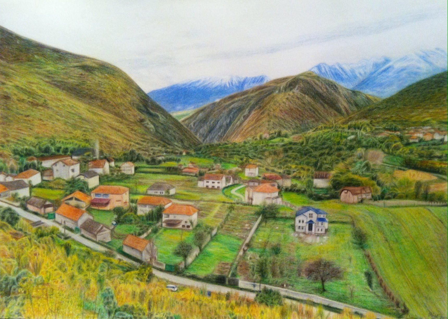 how to draw village environment