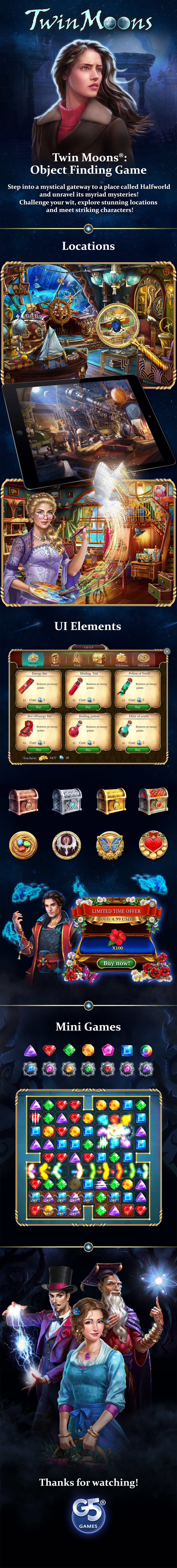 twin moons object finding