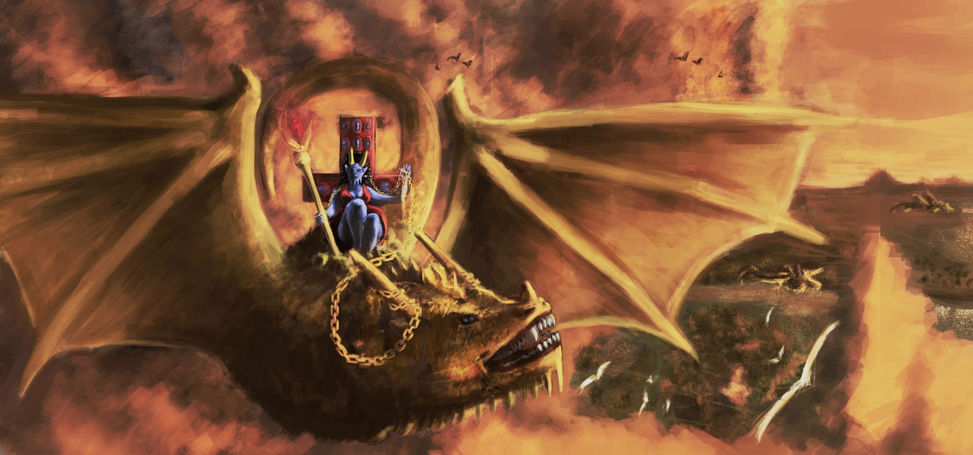 ArtStation - Sunset dragon