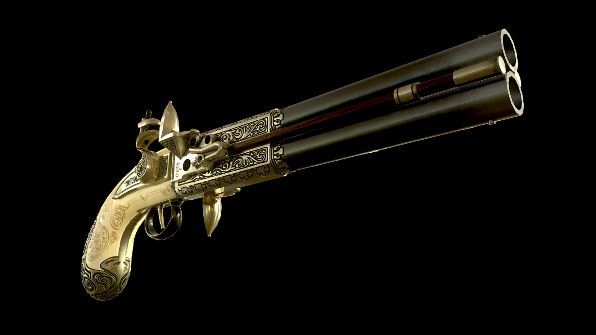 Double Barrel Flintlock Pistol