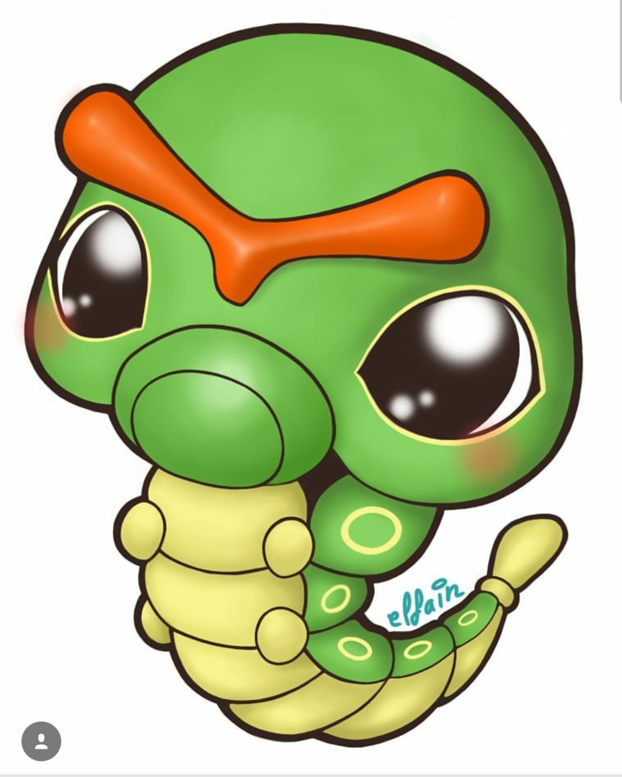 elfain Art - Chibi Caterpie fanart