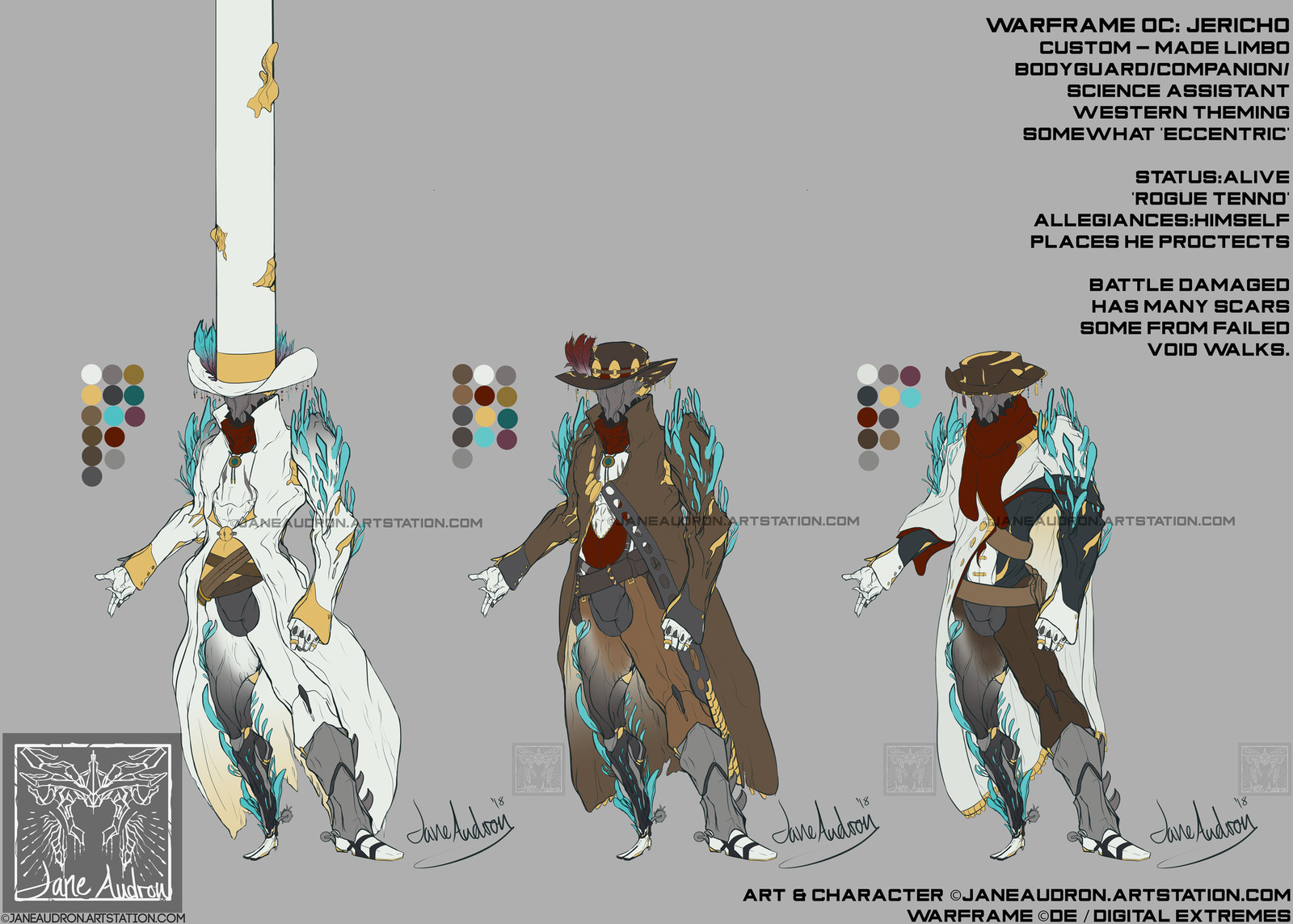 Lindsey W. - Warframe Fanart - Western-Styled Limbo Character Idea