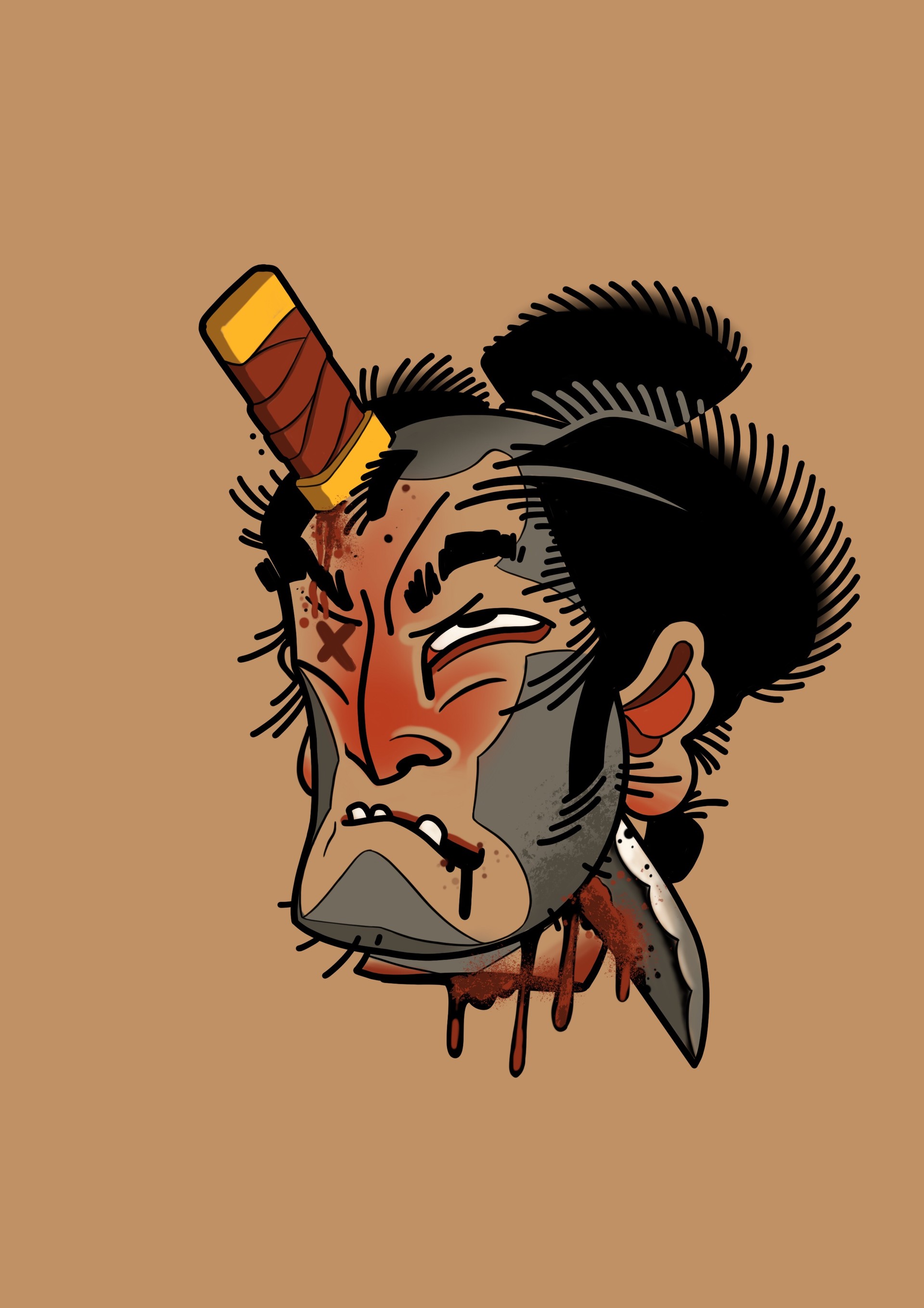 Samurai Head Drawing