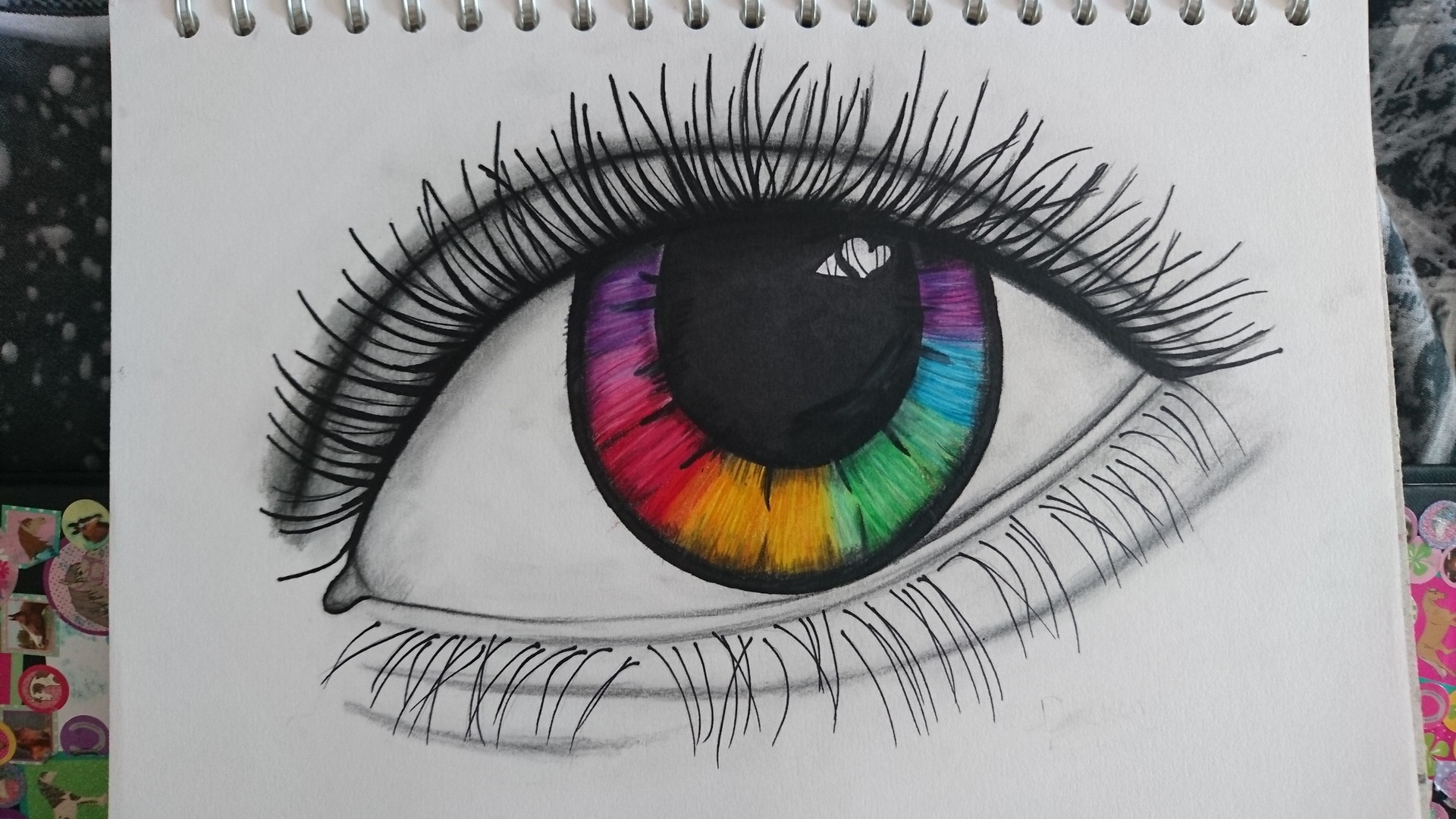 how to draw an rainbow eye