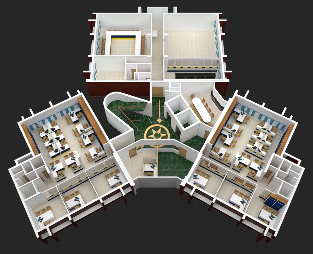 ArtStation - 4 Floor Building 3D Floor Plan Design