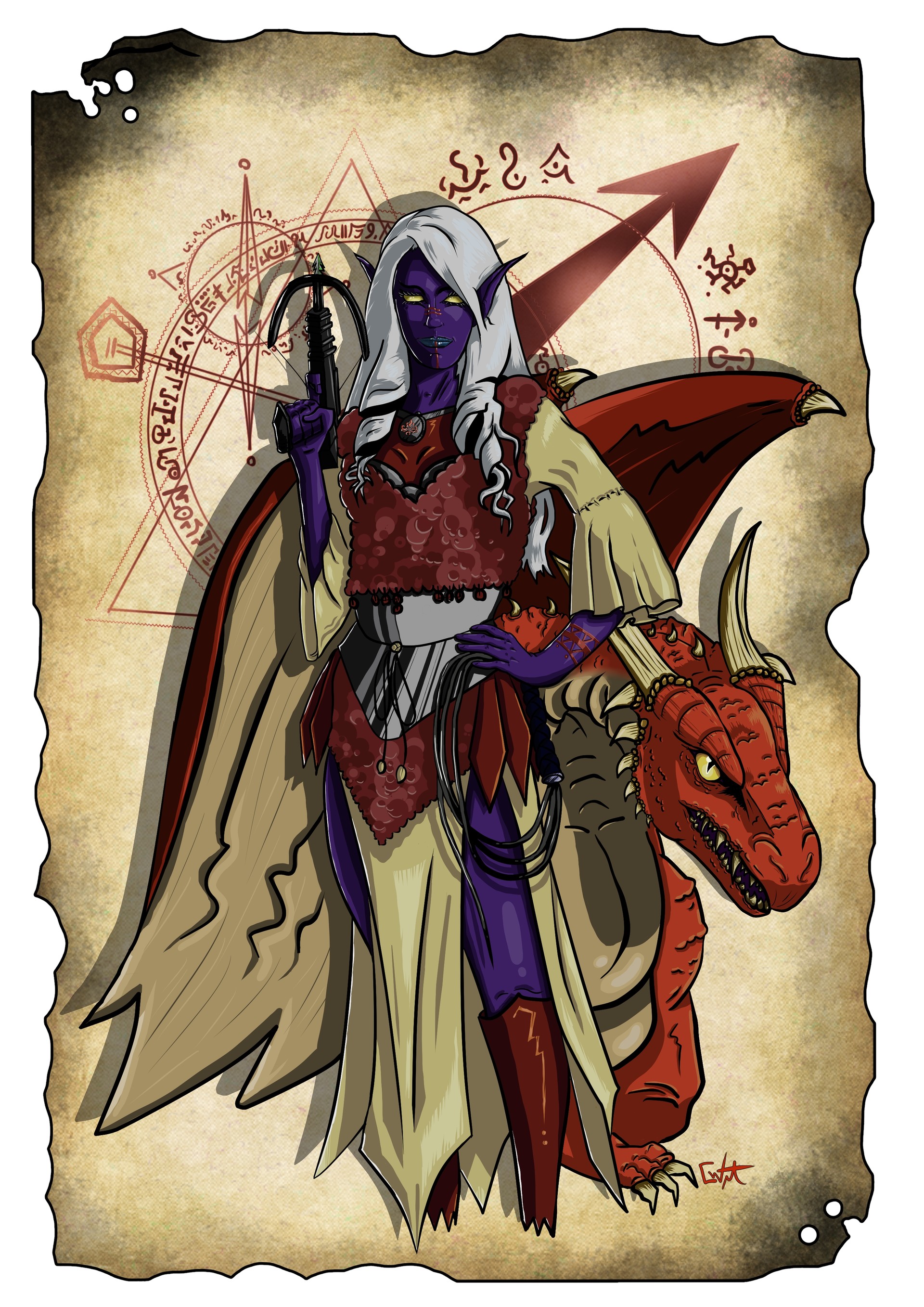 ArtStation - Drow Rogue and Red Dragon Companion