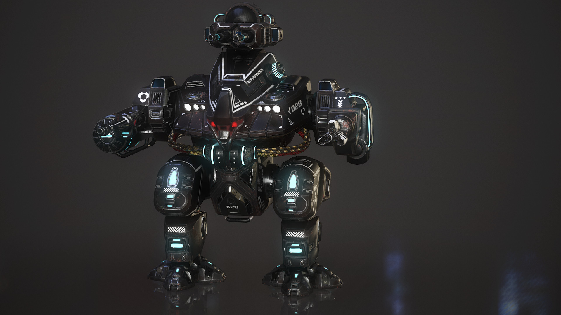 ArtStation - Mid poly Mech - Defender