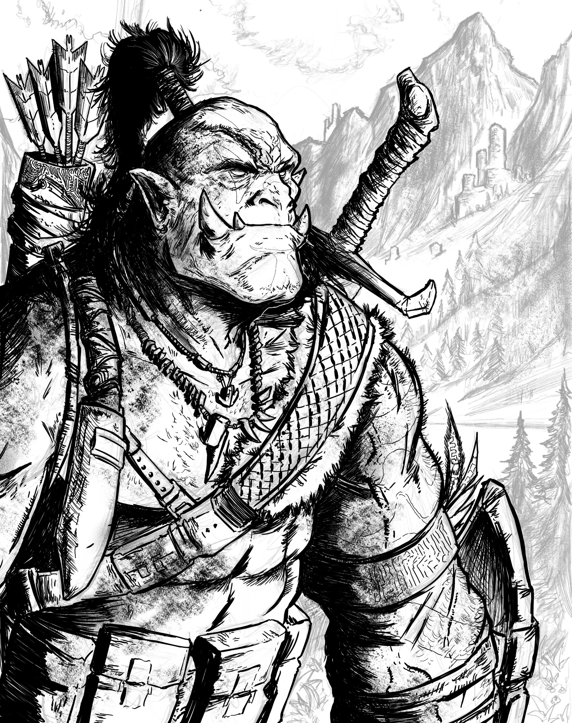 ArtStation - Orc Mercenary #Inktober