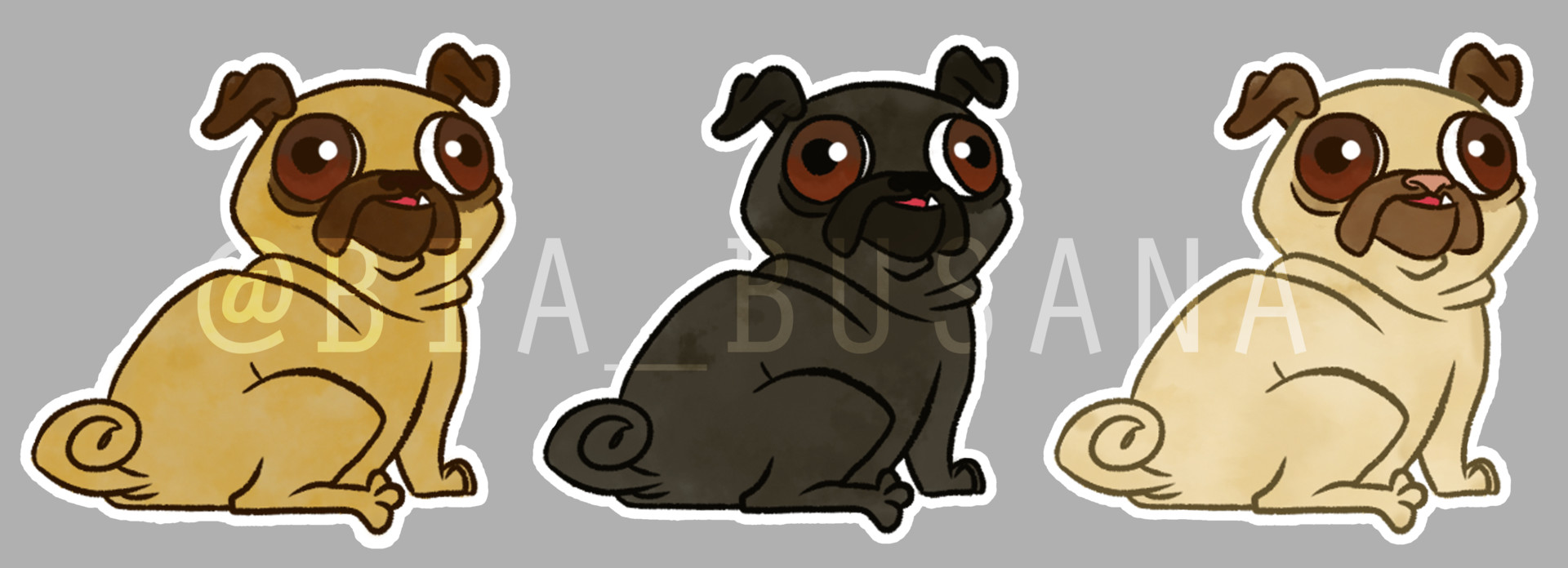 ArtStation - Dog Stickers - PUG