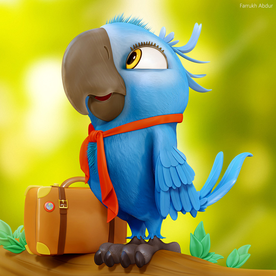 Cartoon Blue Macaw