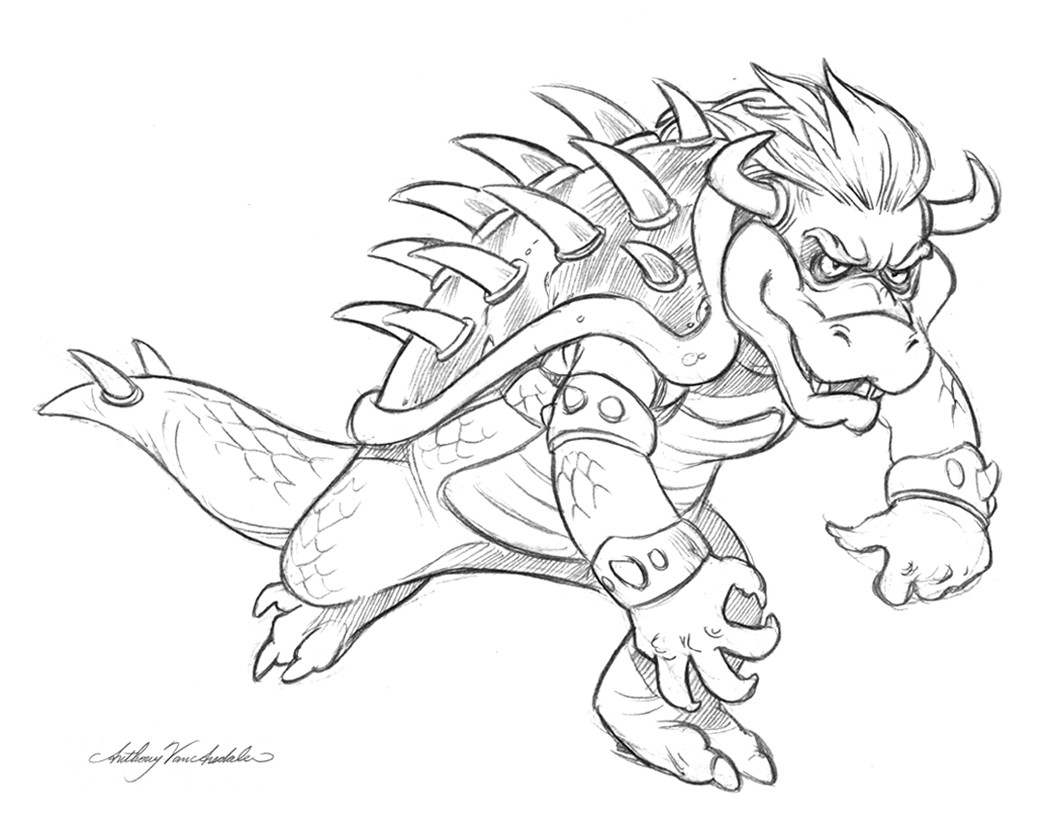 skeleton bowser coloring pages