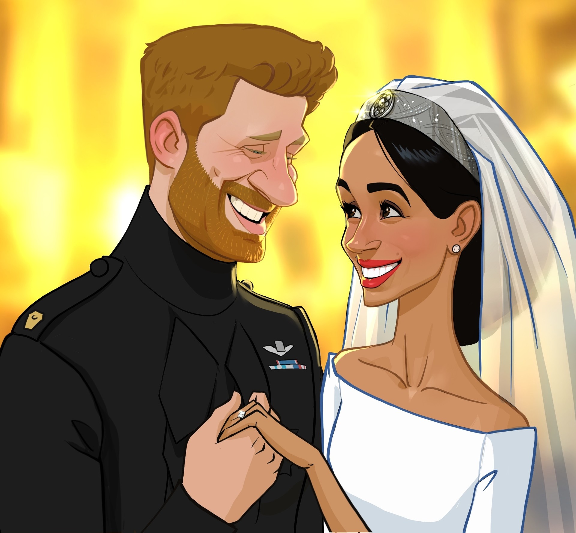Xi Ding - Cartoon Caricature of the Royal Wedding 2018