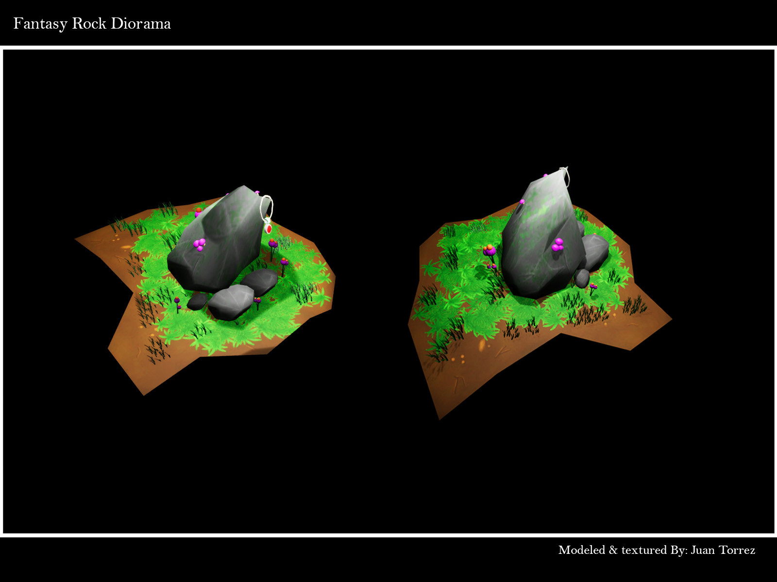 ArtStation - Low Poly Stylized rock diorama