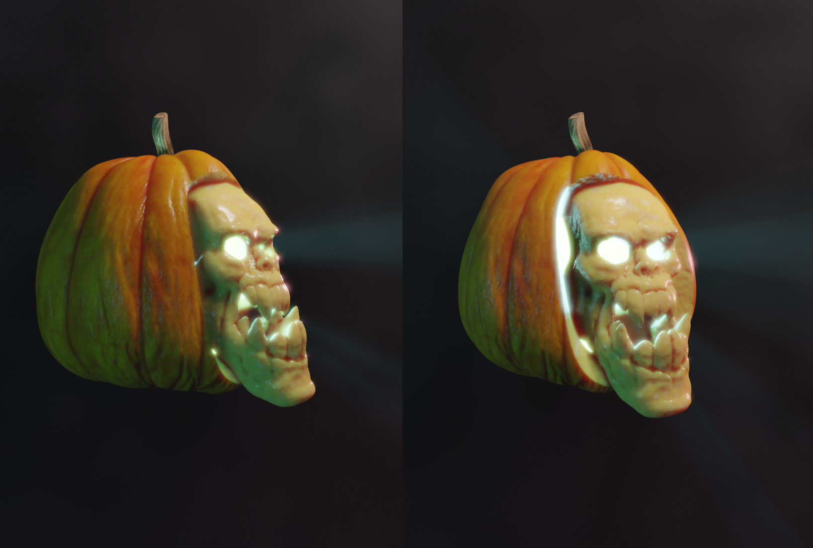 ArtStation - Helloween Pumpkin Skull in Eevee