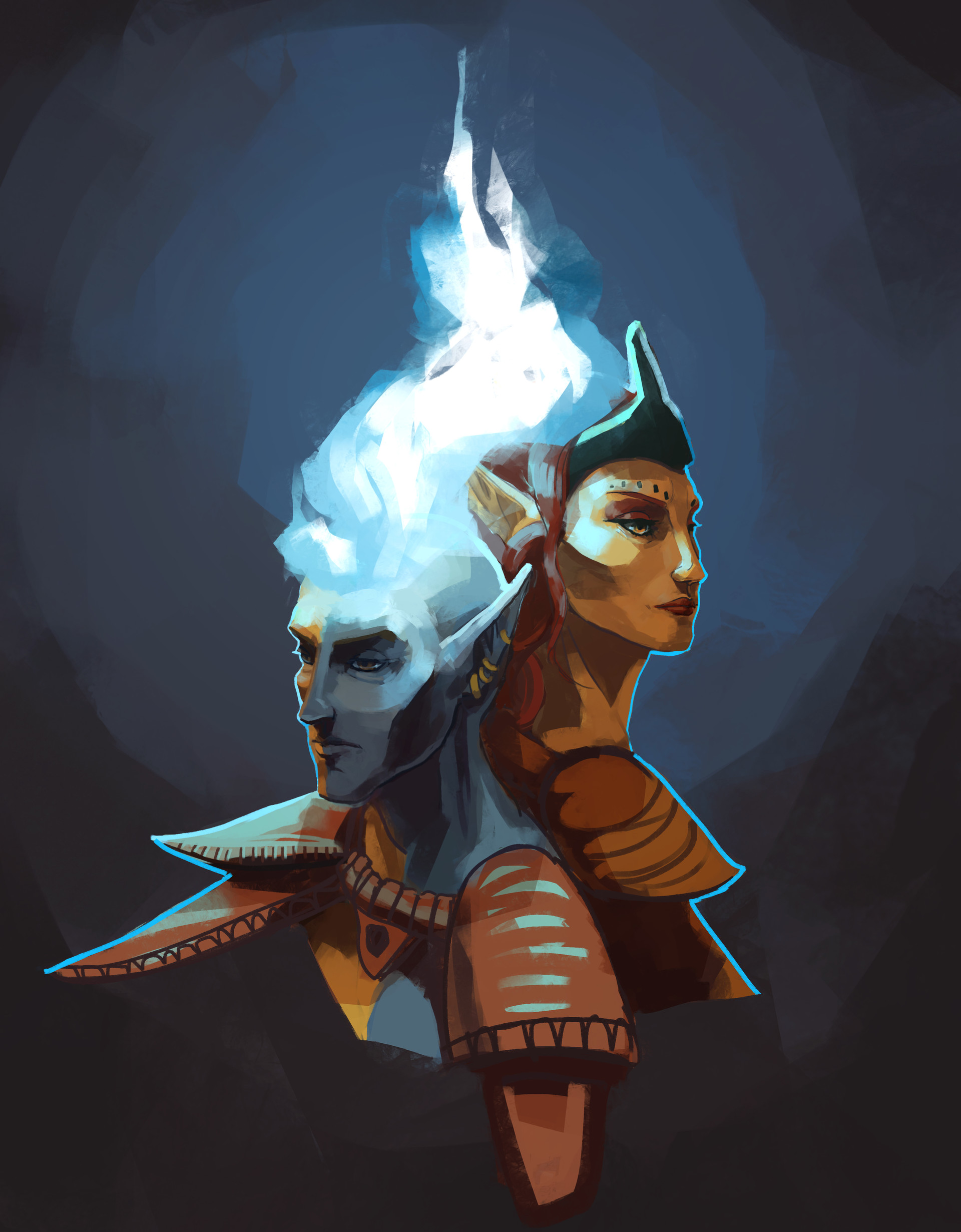 Vivec and Almalexia by Ognevka Fenella : r/ImaginaryTamriel