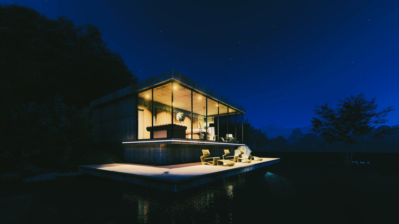 Mercer Alex - Lake House at Night