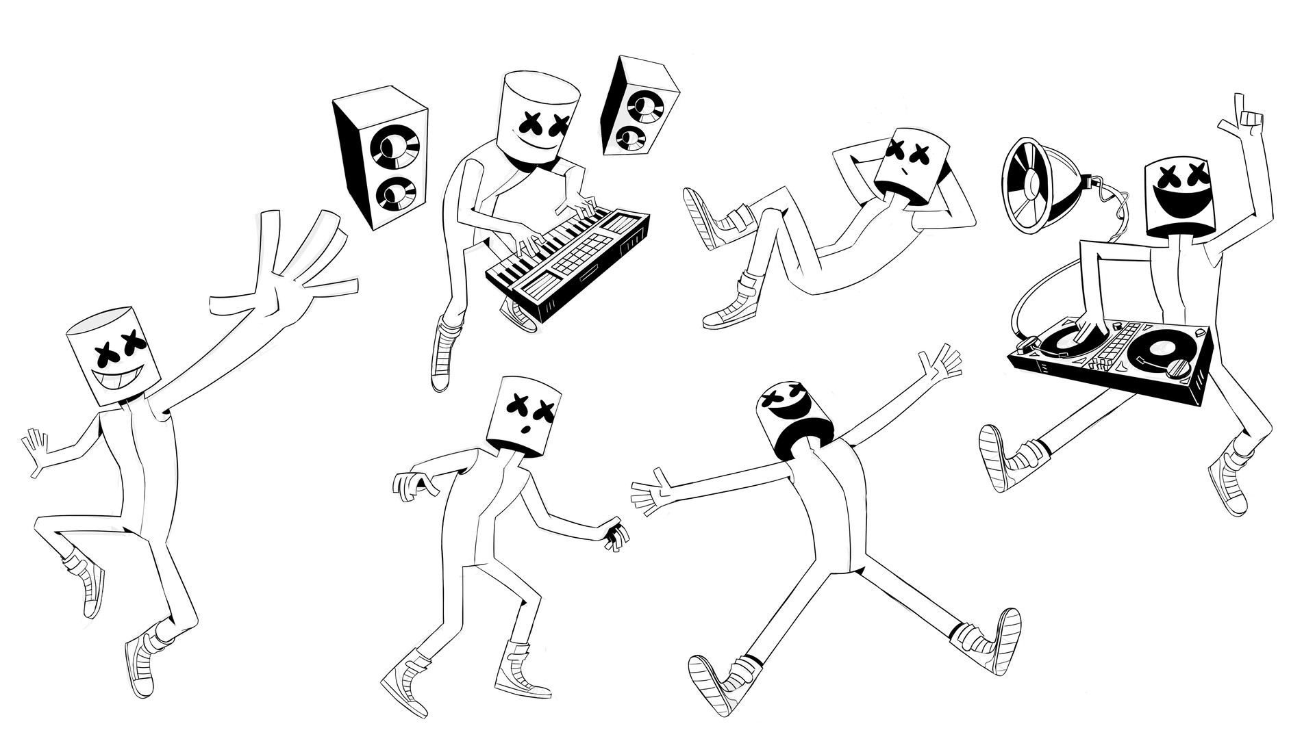 how to draw marshmello dancing