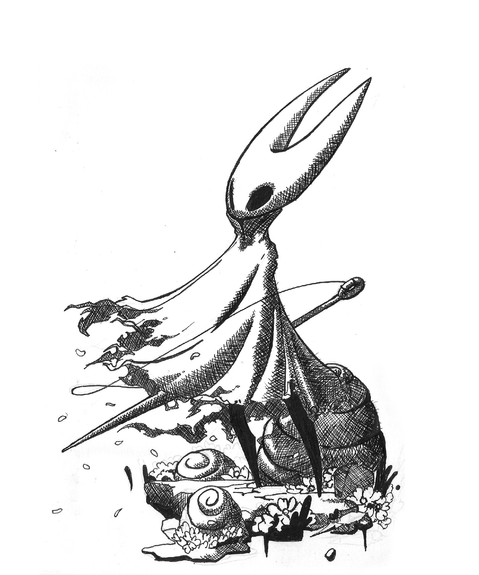 how to draw hollow knight hornet