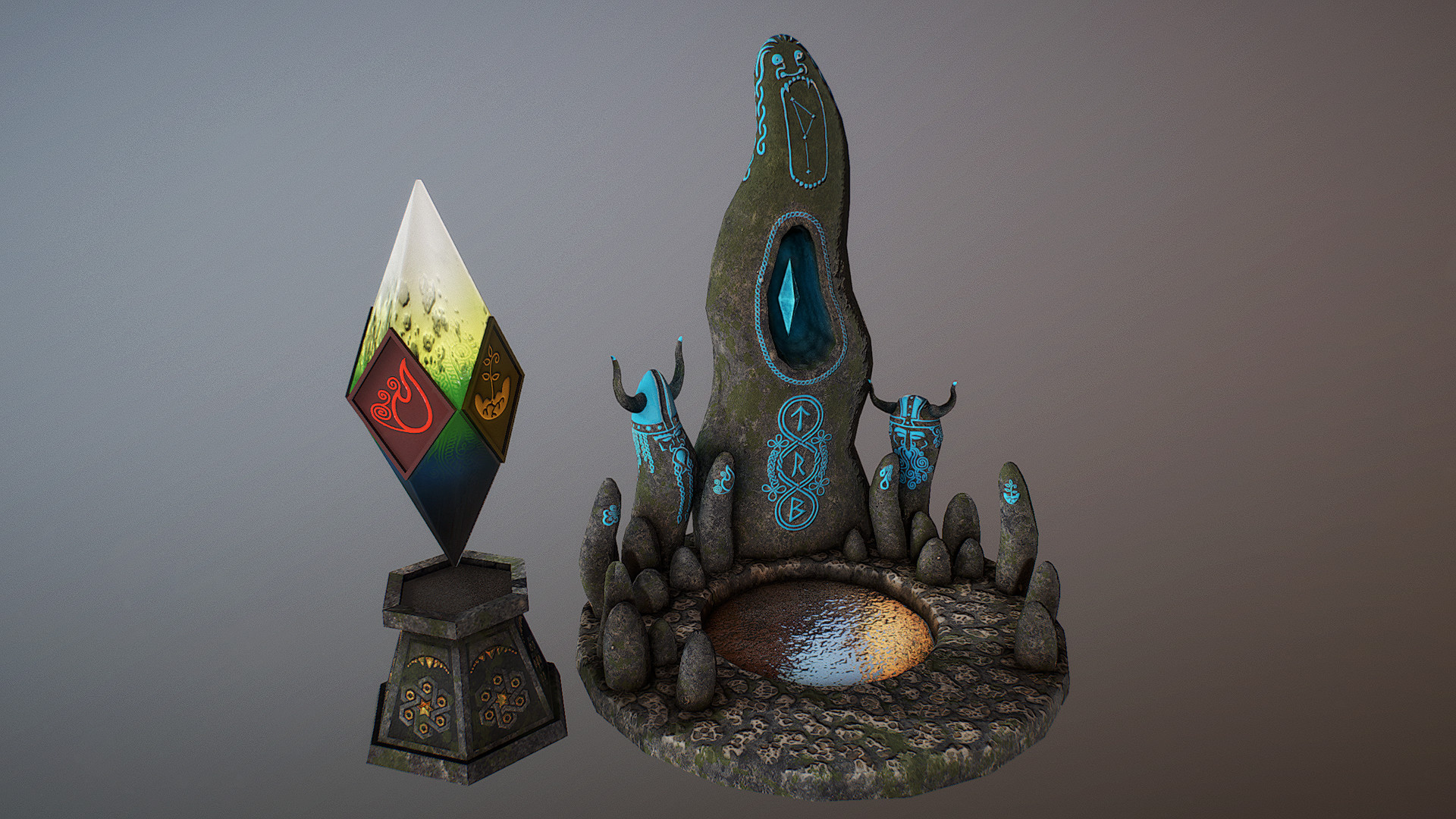 ArtStation - Celtic Themed Save-point and Magic Crystal