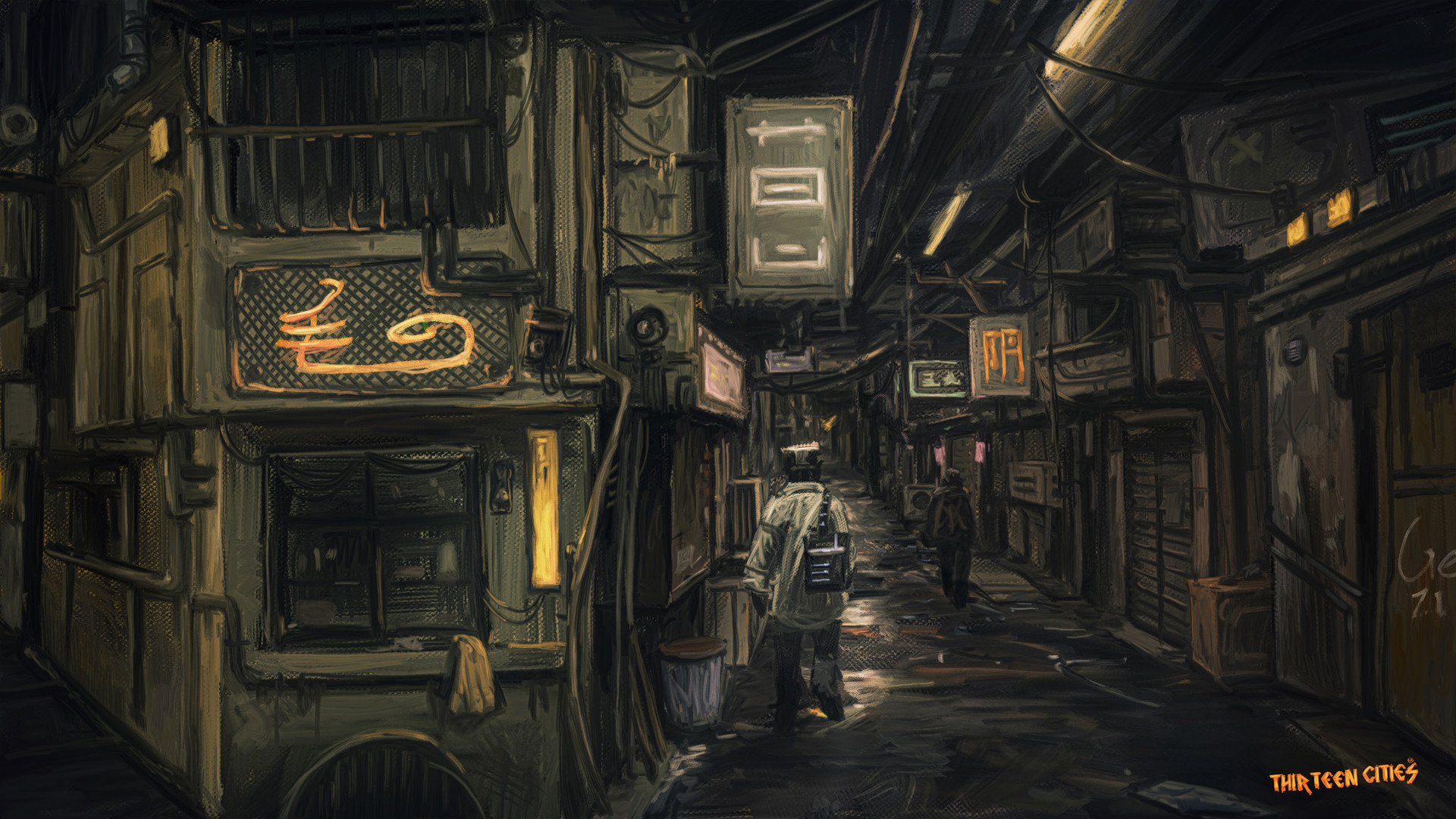 ArtStation - Walled city punk painting