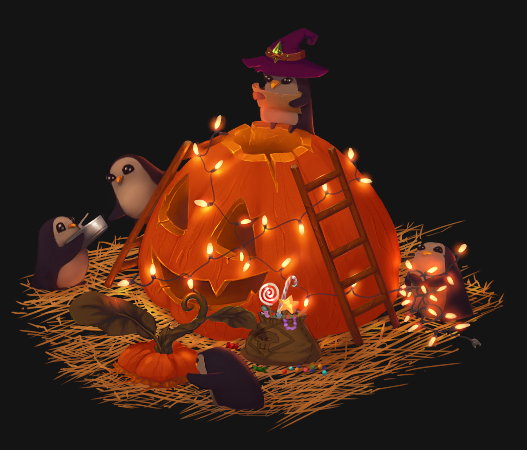 ArtStation - Halloween Penguins Party