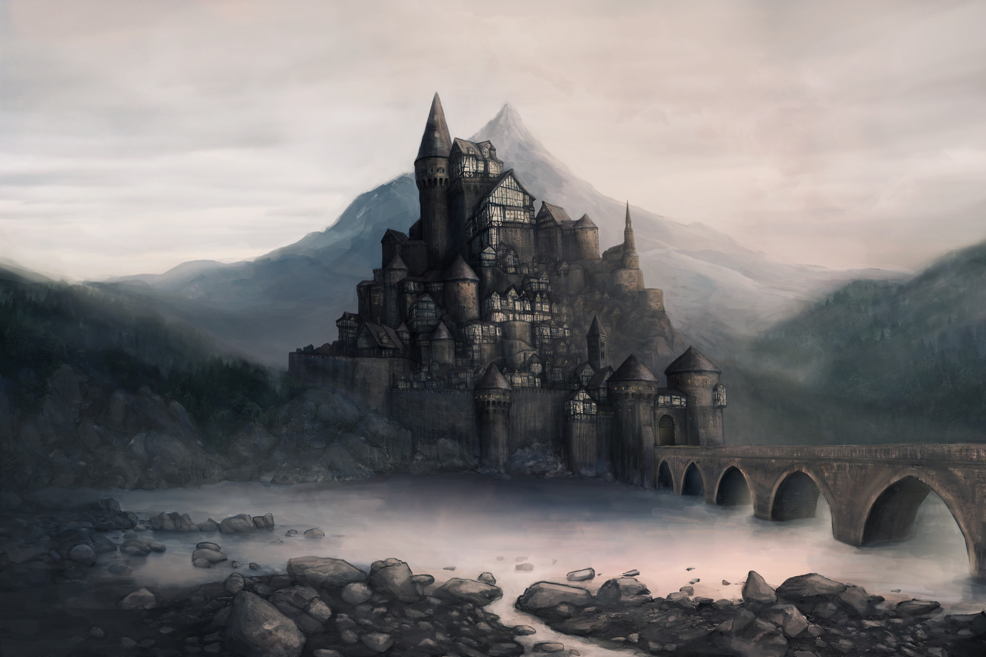 Mountain City Concept Art Lost Temple Environmental Concept Art