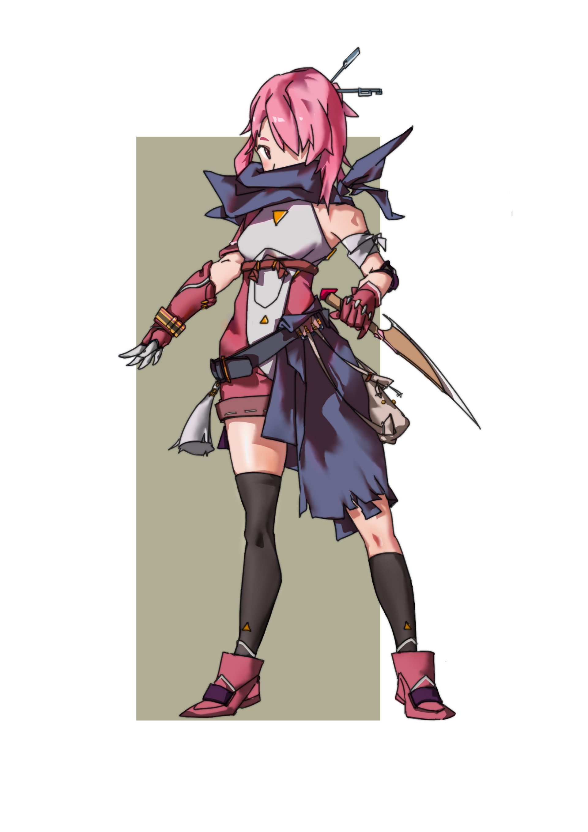 anime girl with knife drawing