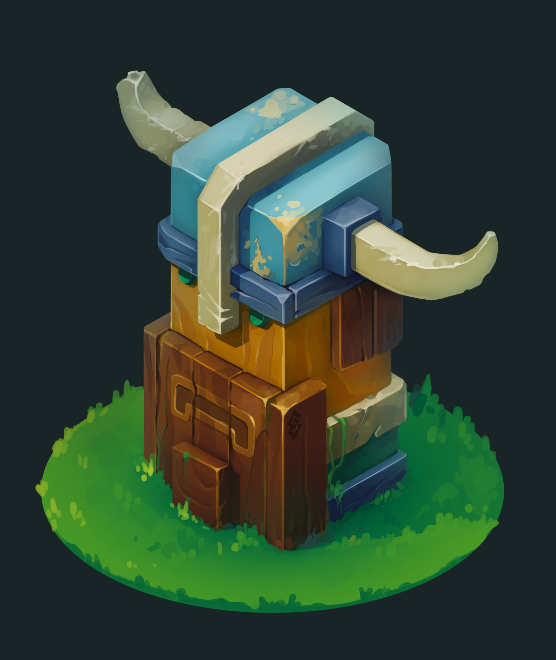 ArtStation - isometric viking totem head