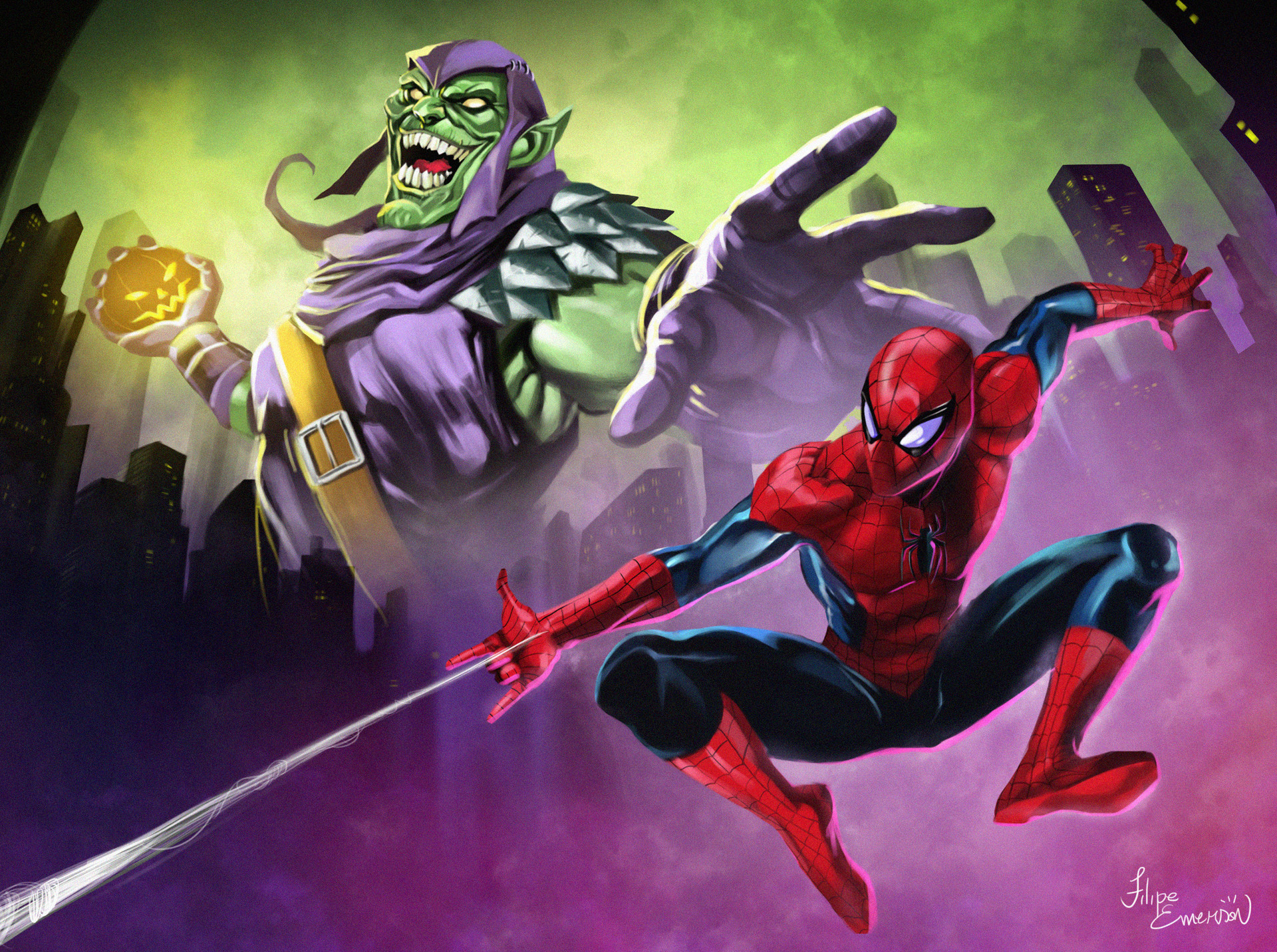 ArtStation - Spide-rMan vs Green Groblin