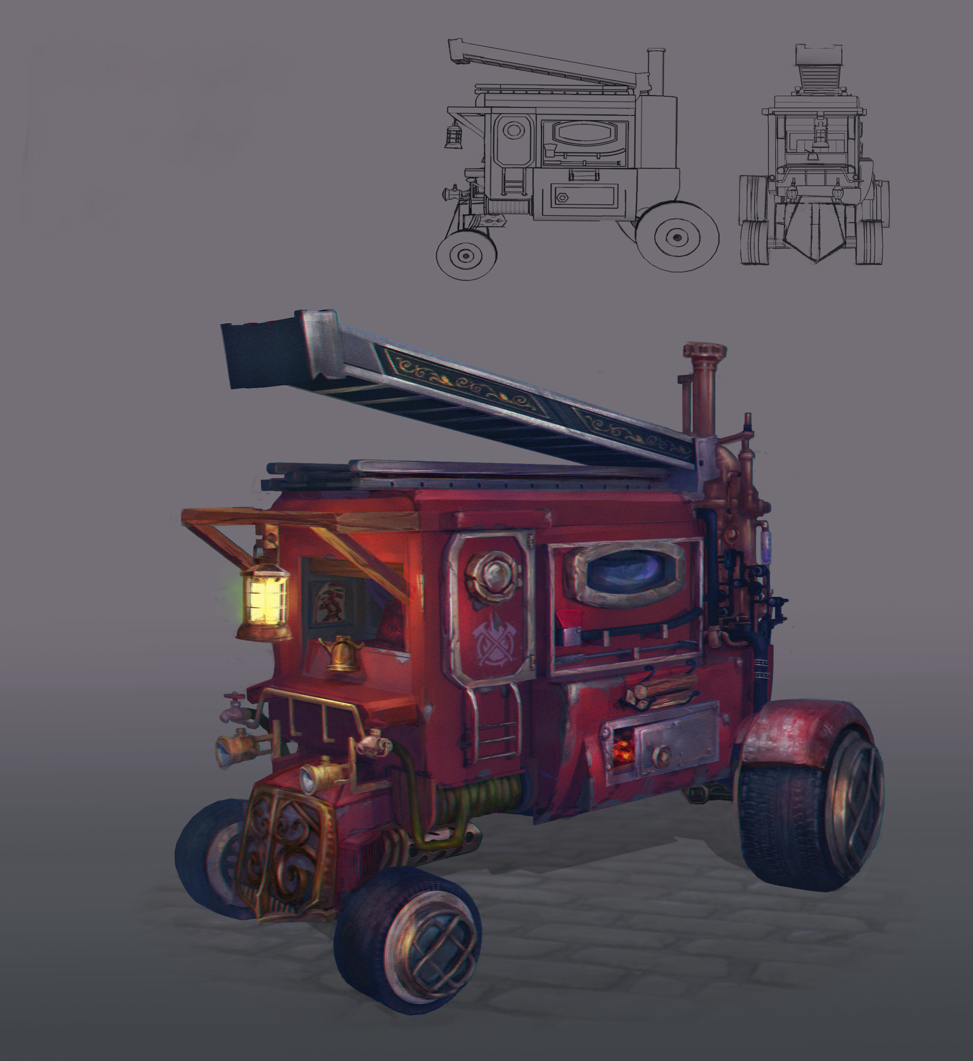ArtStation - Steampunk firefighter car