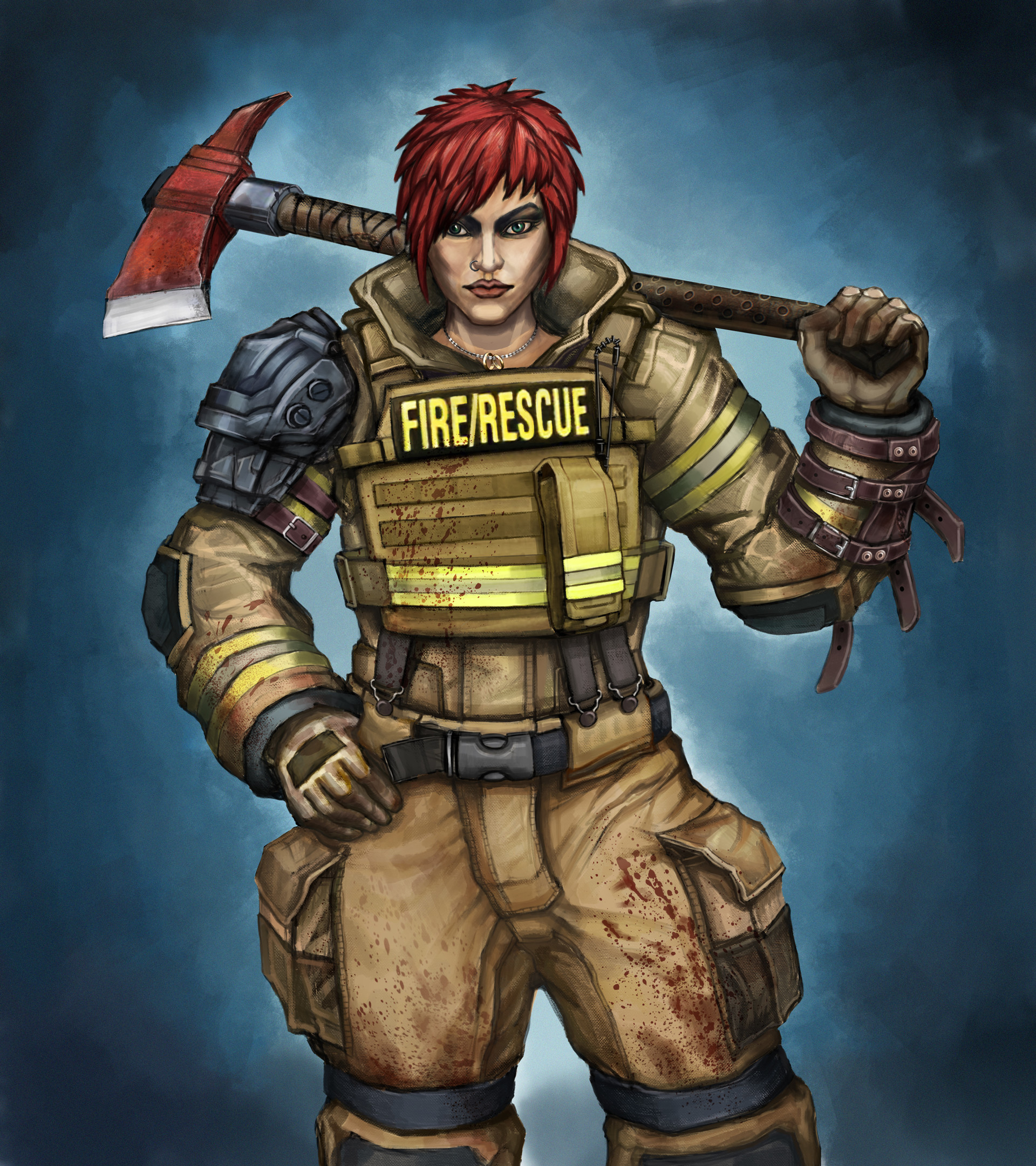 ArtStation - FireFighter maiden 02
