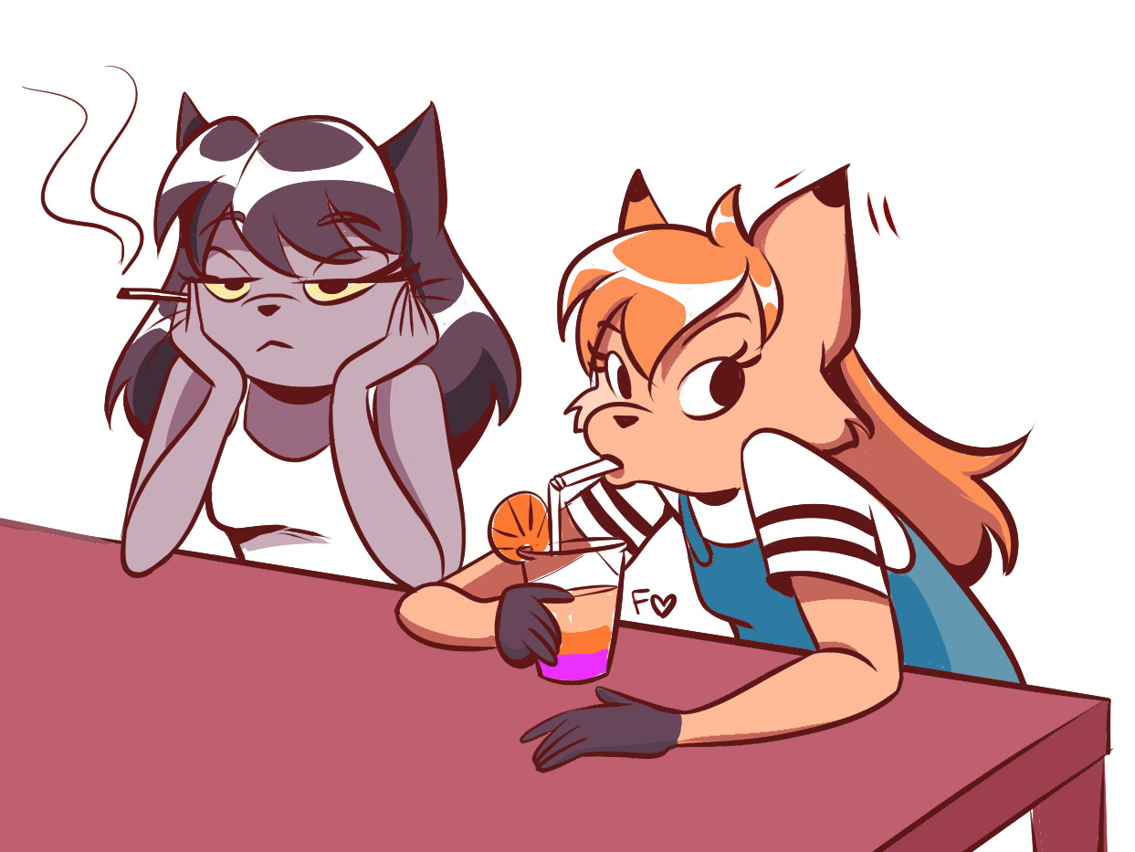 ArtStation - Foxy and Cat at Bar