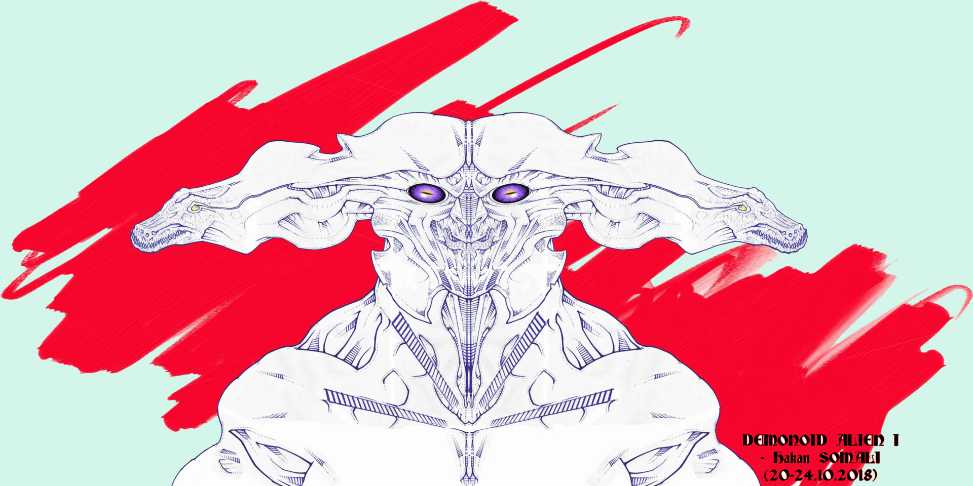 ArtStation - DEMONOID ALIEN I (colored version)