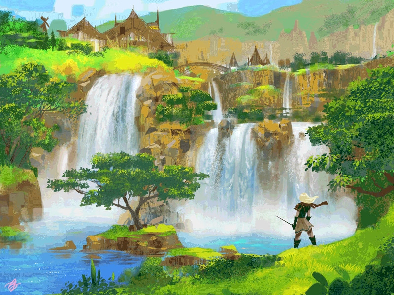 ArtStation - Animated Painting - Waterfalls