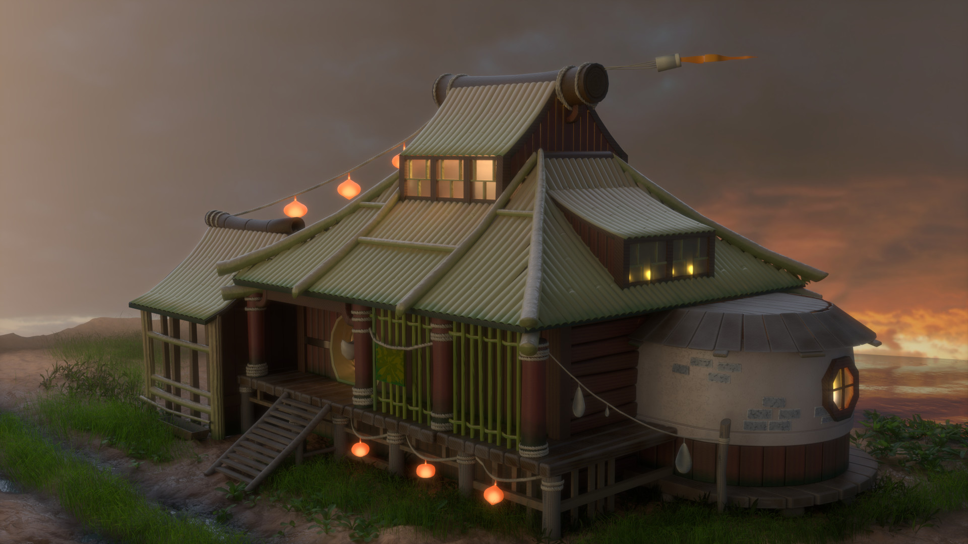 ArtStation - Chinese stylized house