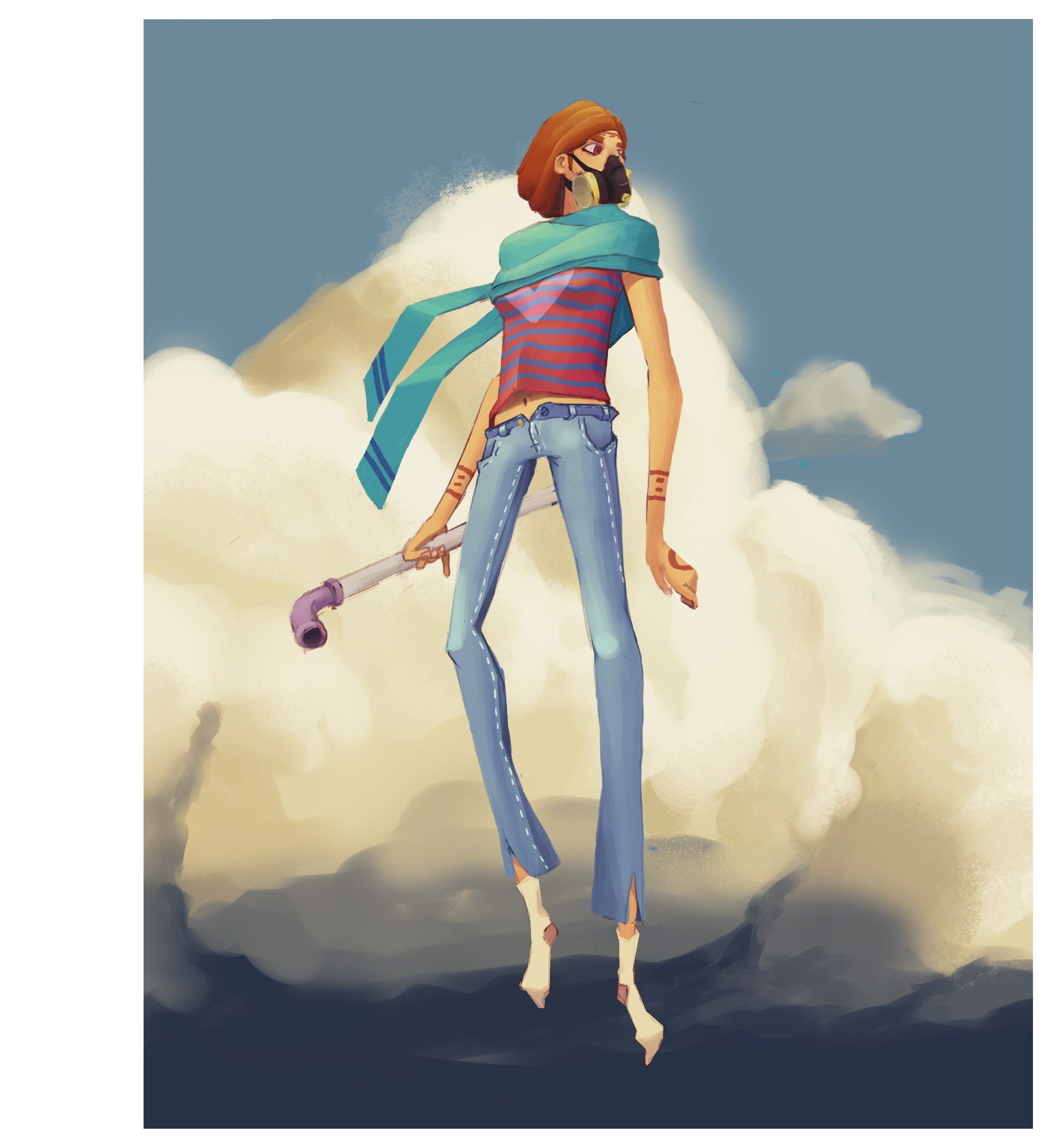 ArtStation - floating pipa girl