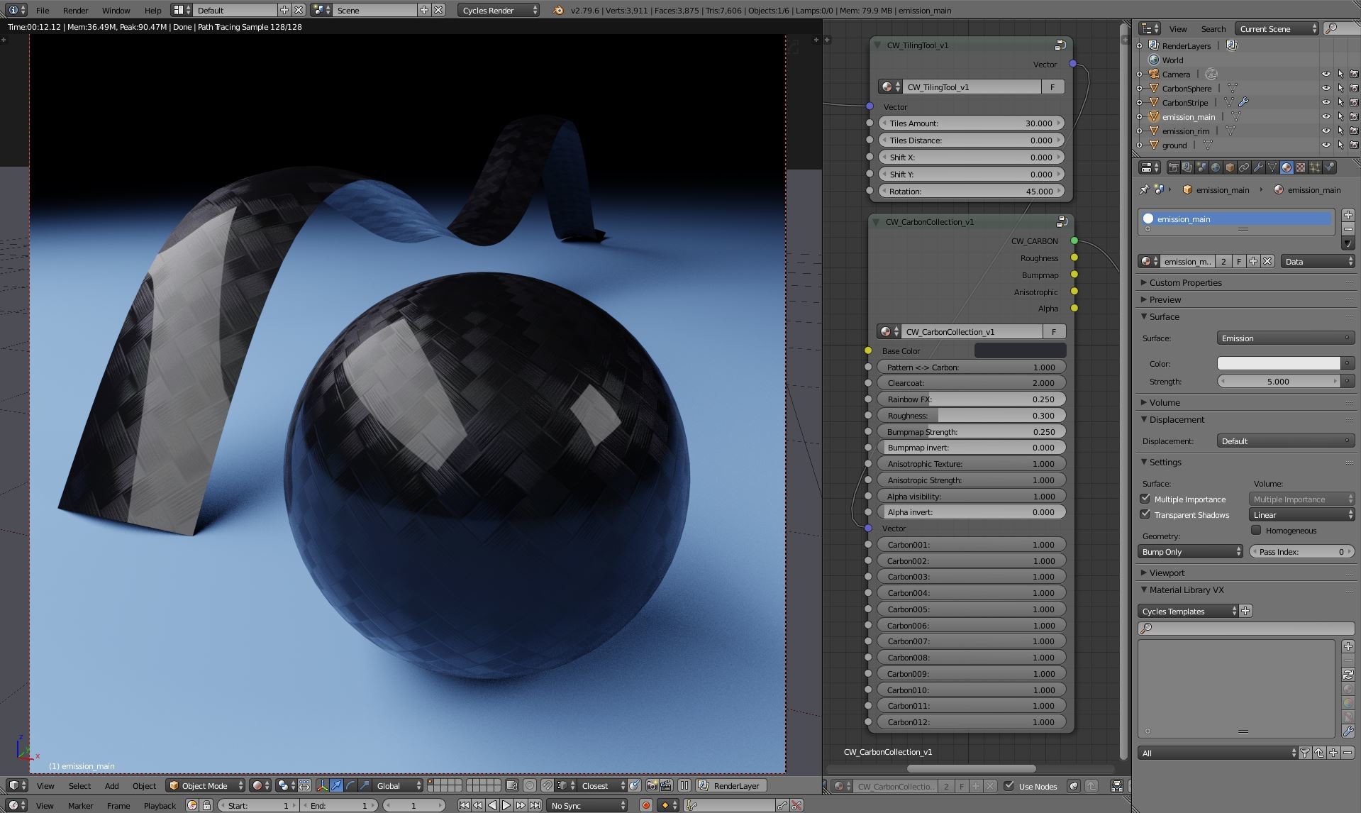 Christoph Werner - CW Carbon Collection+ - A shader tree material for Blenders Cycles renderer