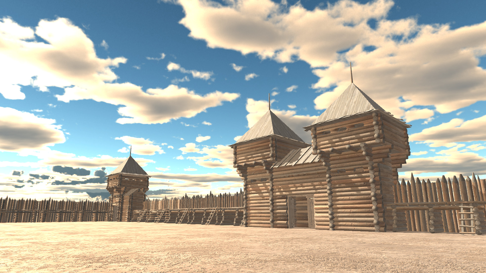ArtStation - Wooden fortress - gates and wall