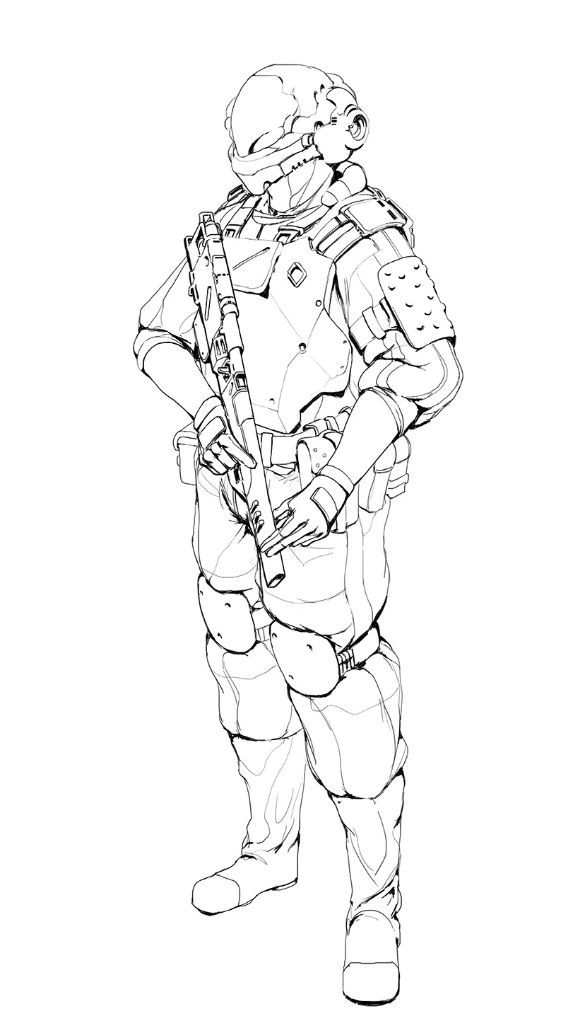 Futuristic Soldier Drawing