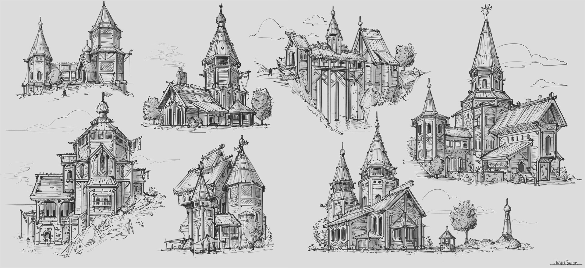 Fantasy Architecture Drawings