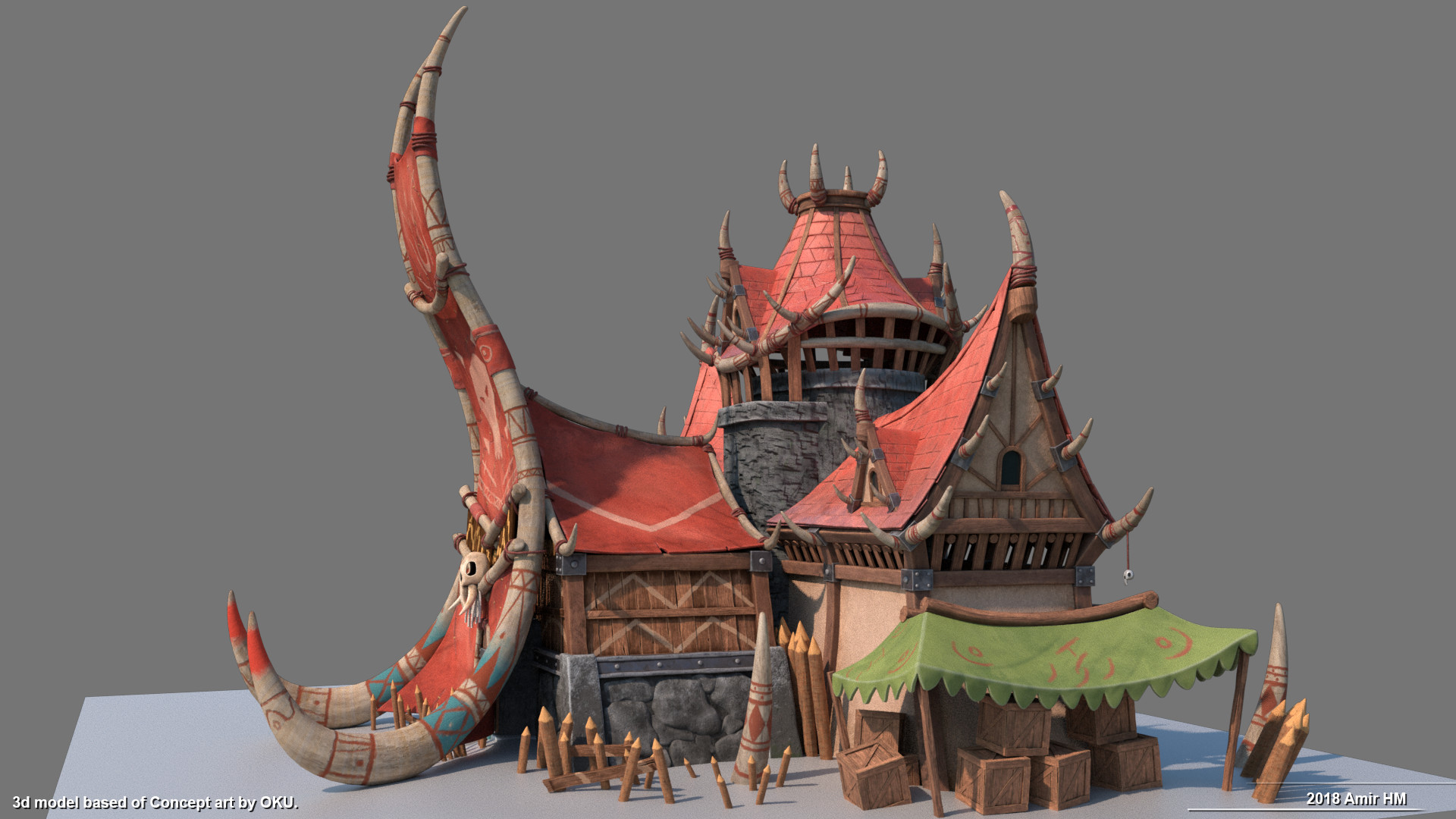 Amir HM - Orc Chieftain House 3d model based of concept art by OKU.