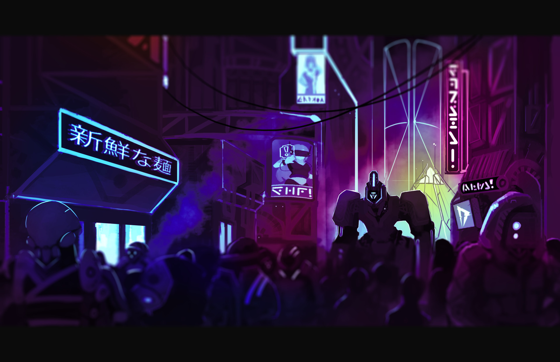 ArtStation - Cyberpunk City Sketch (Huevember)