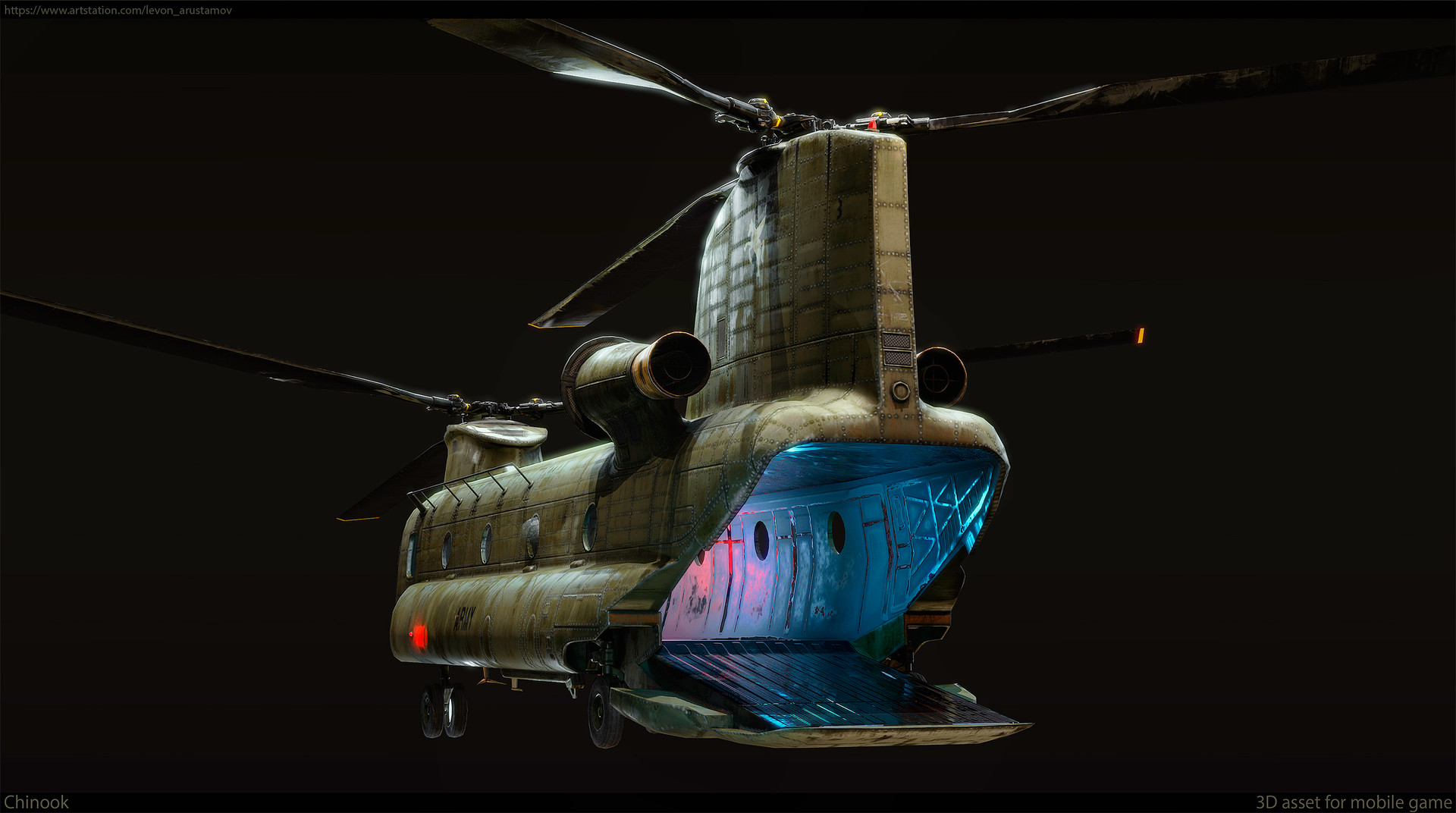 Levon. A. - helicopter- old Chinook, 3D asset mobile game