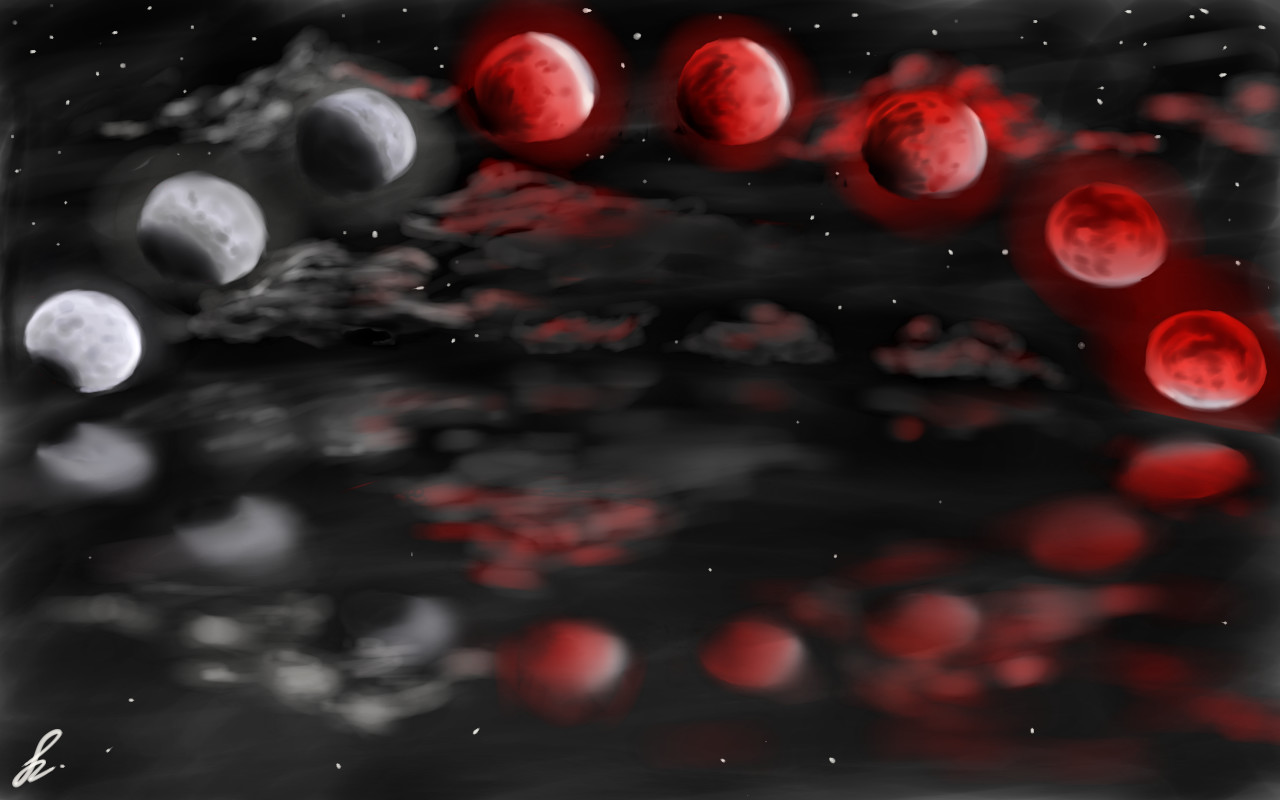 how to draw red moon