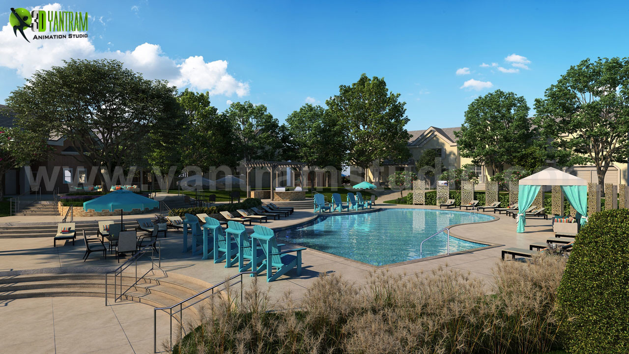 Yantram Architectural Design Studio - Architectural Pool View Rendering ...