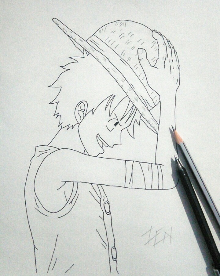 drawing 3d luffy