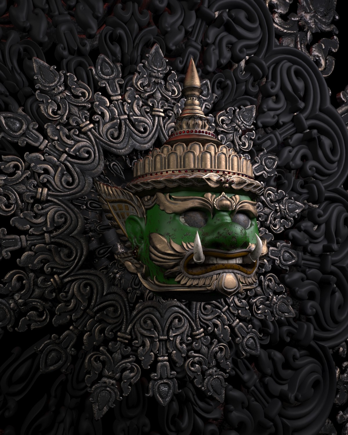 ArtStation - Myanmar Ogre and Bagan era floral design