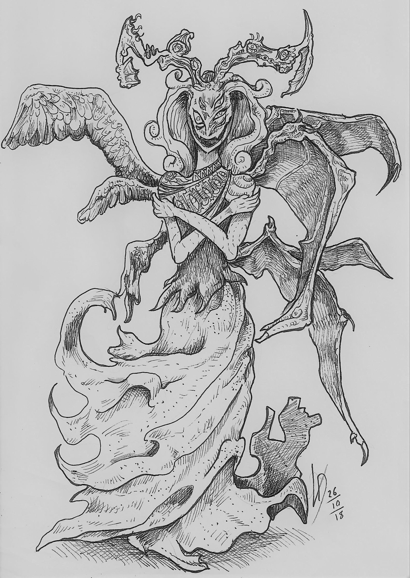 ArtStation - 26 - Demon Vampire Lady - Traditional art